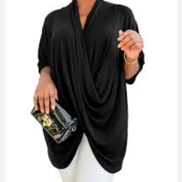 Kosmios | Tops | Kosmios Jermiah 291 Womens Black Longline Pleated ...
